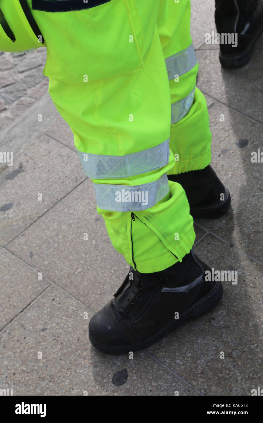 civil protection men with high visibility clothing during an exercise ...