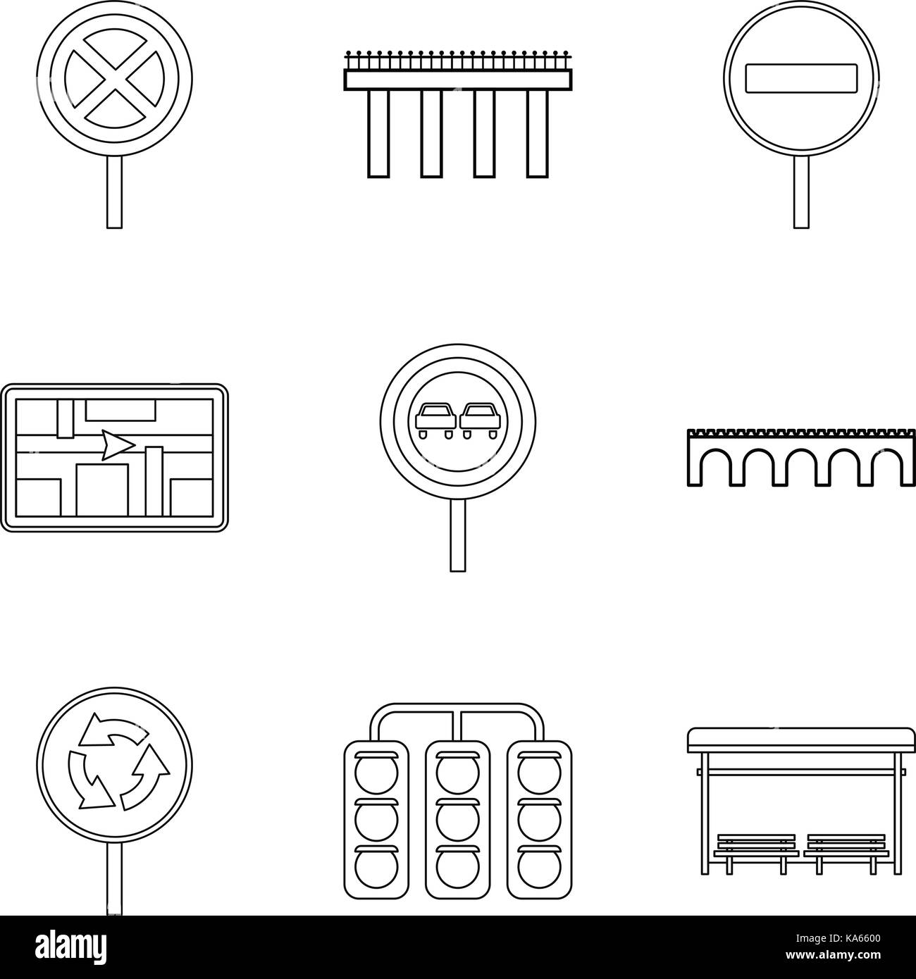 Prohibition sign icons set, outline style Stock Vector Image & Art - Alamy