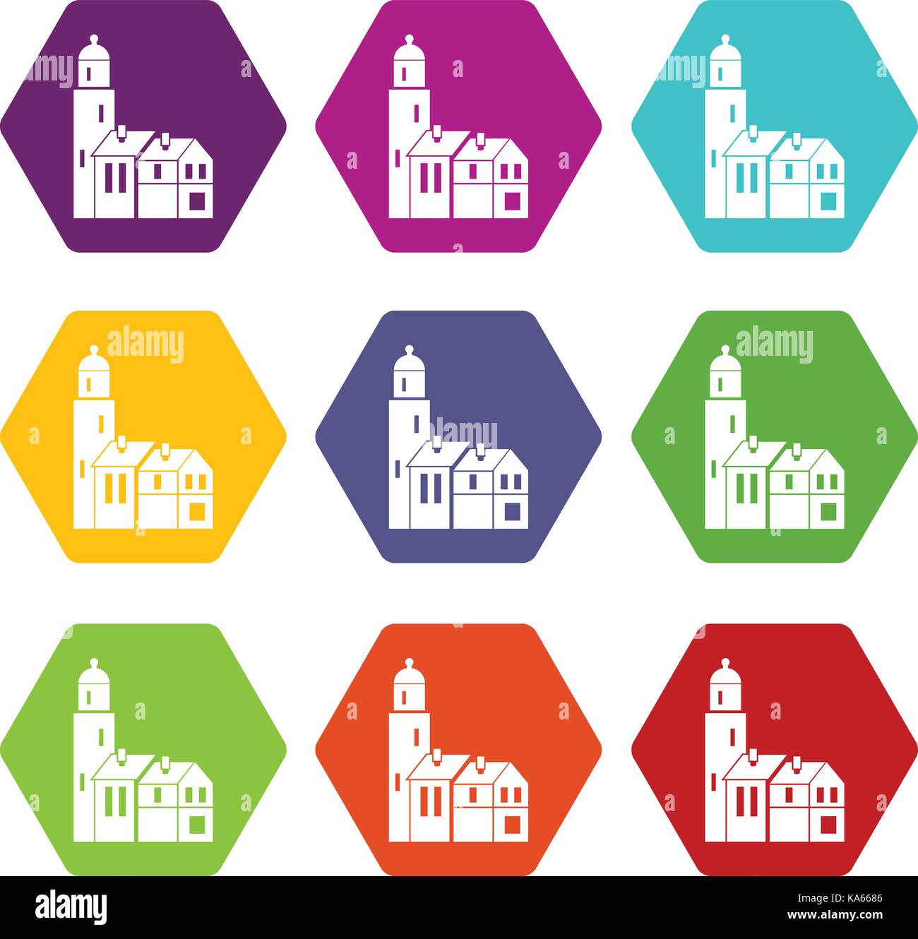 Houses icon set color hexahedron Stock Vector Image & Art - Alamy