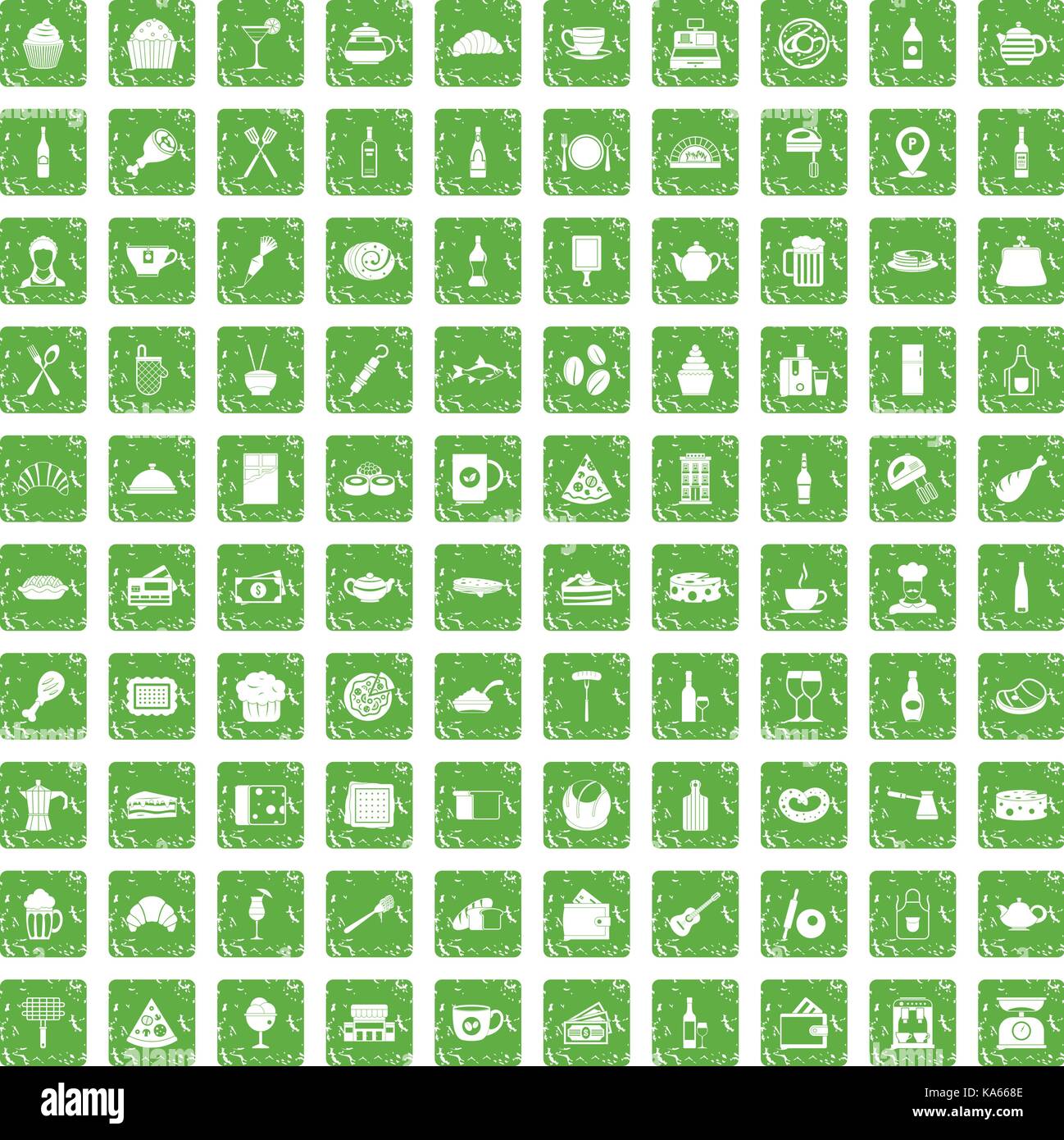 100 restaurant icons set grunge green Stock Vector Image & Art - Alamy