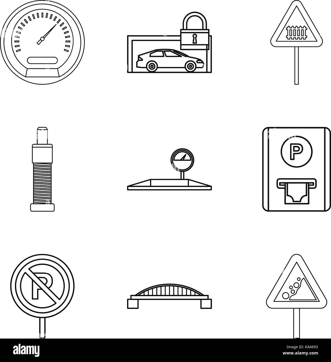 Find the way icons set, outline style Stock Vector Image & Art - Alamy