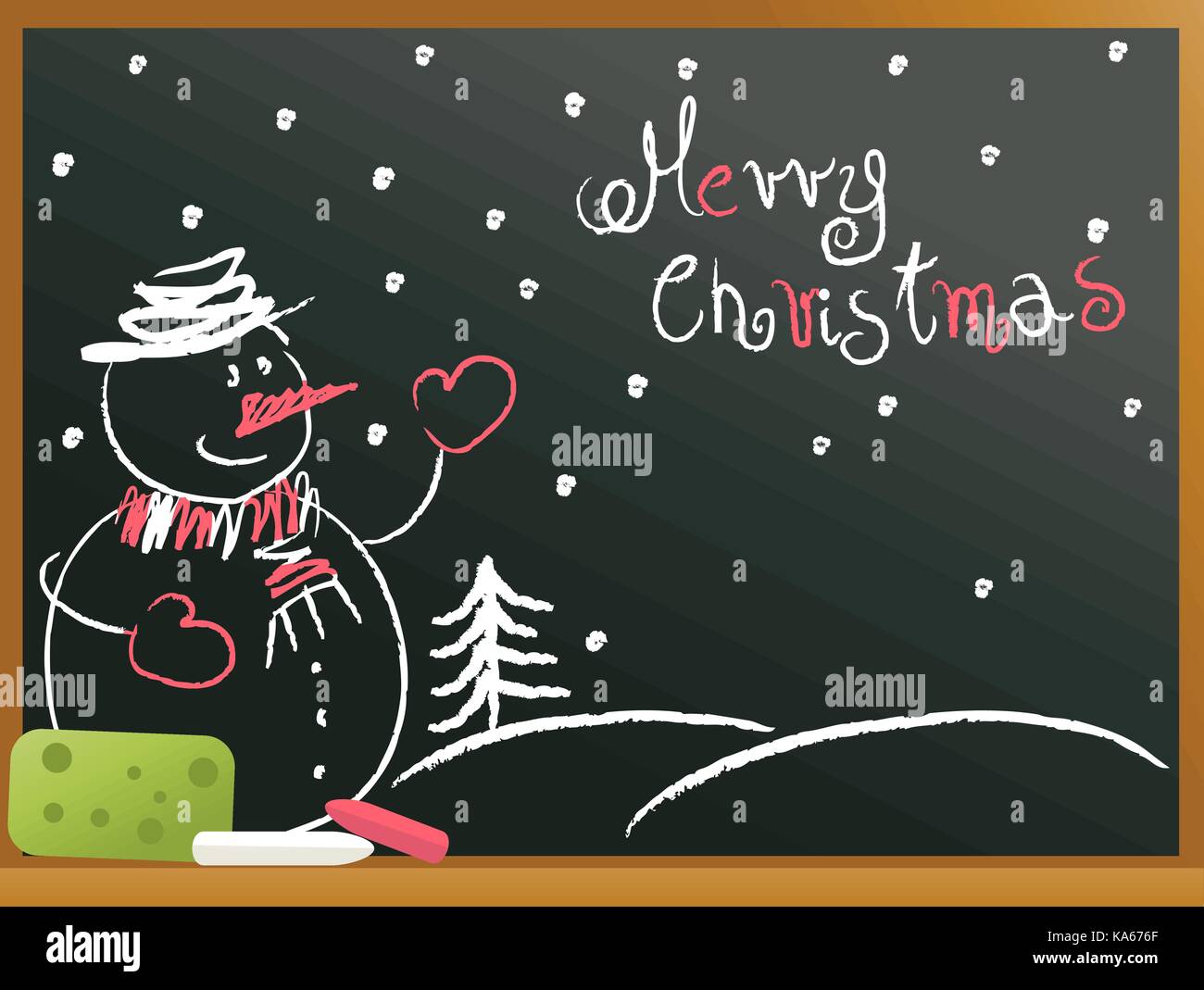 Christmas blackboard background with snowman Stock Vector Image & Art ...
