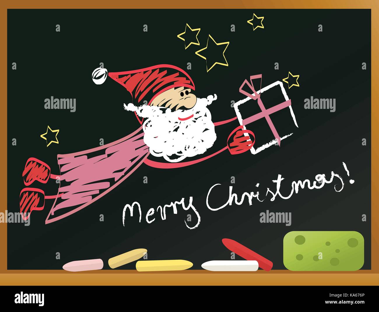 Christmas blackboard background with Santa Claus Stock Vector Image ...