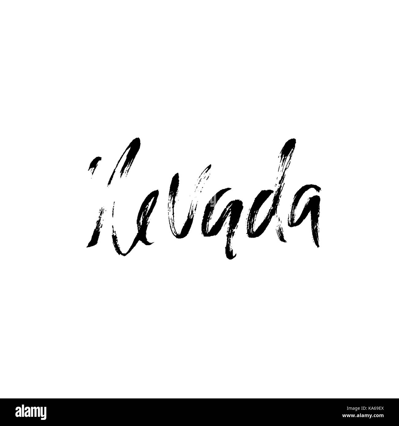 Nevada. Modern dry brush lettering. Retro typography print. Vector ...