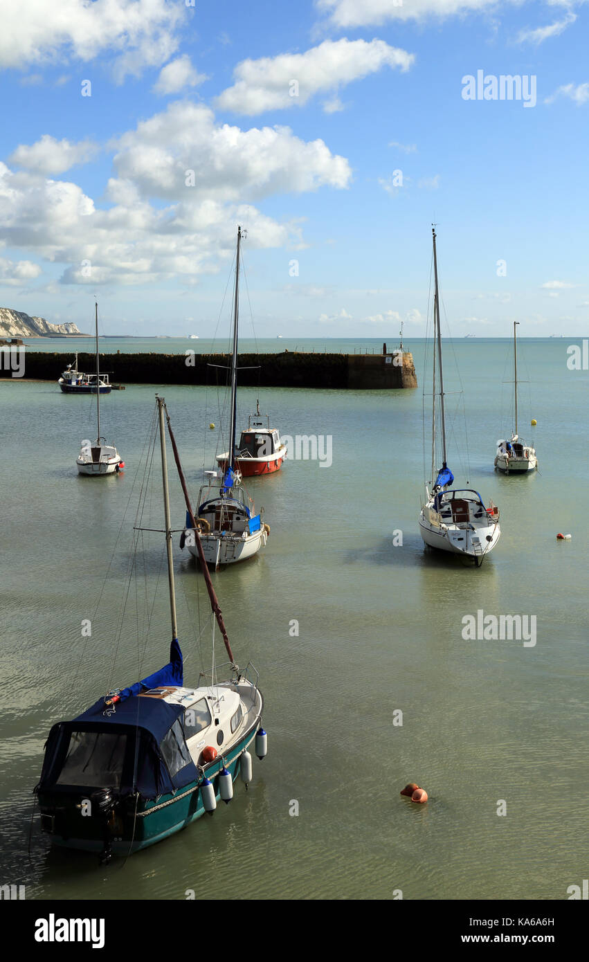 Sailing boats in outer harbour, Folkestone Harbour, Folkestone, Kent ...