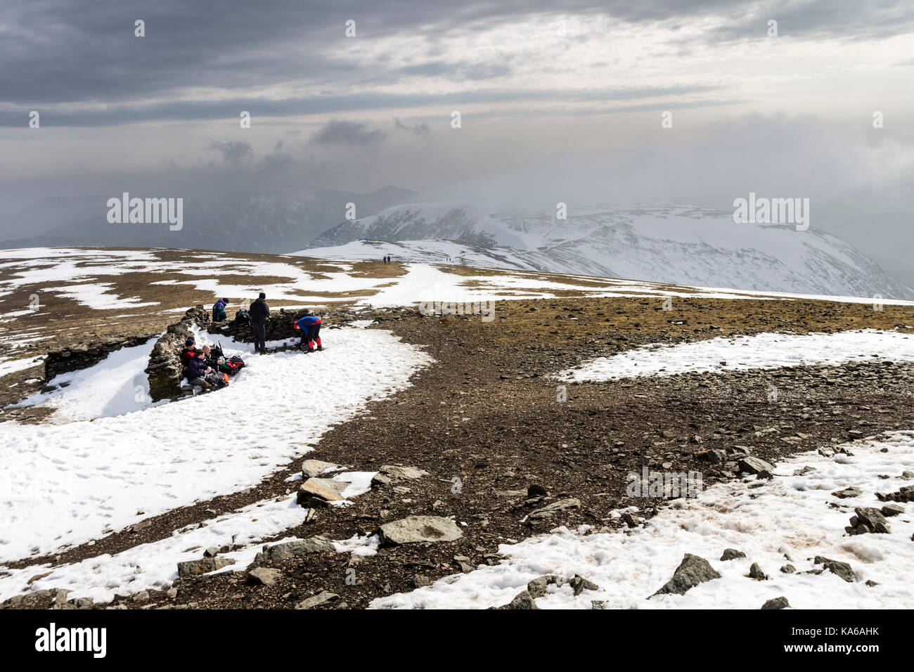 The Summit of Helvellyn in Late Winter, Lake District, Cumbria, UK ...