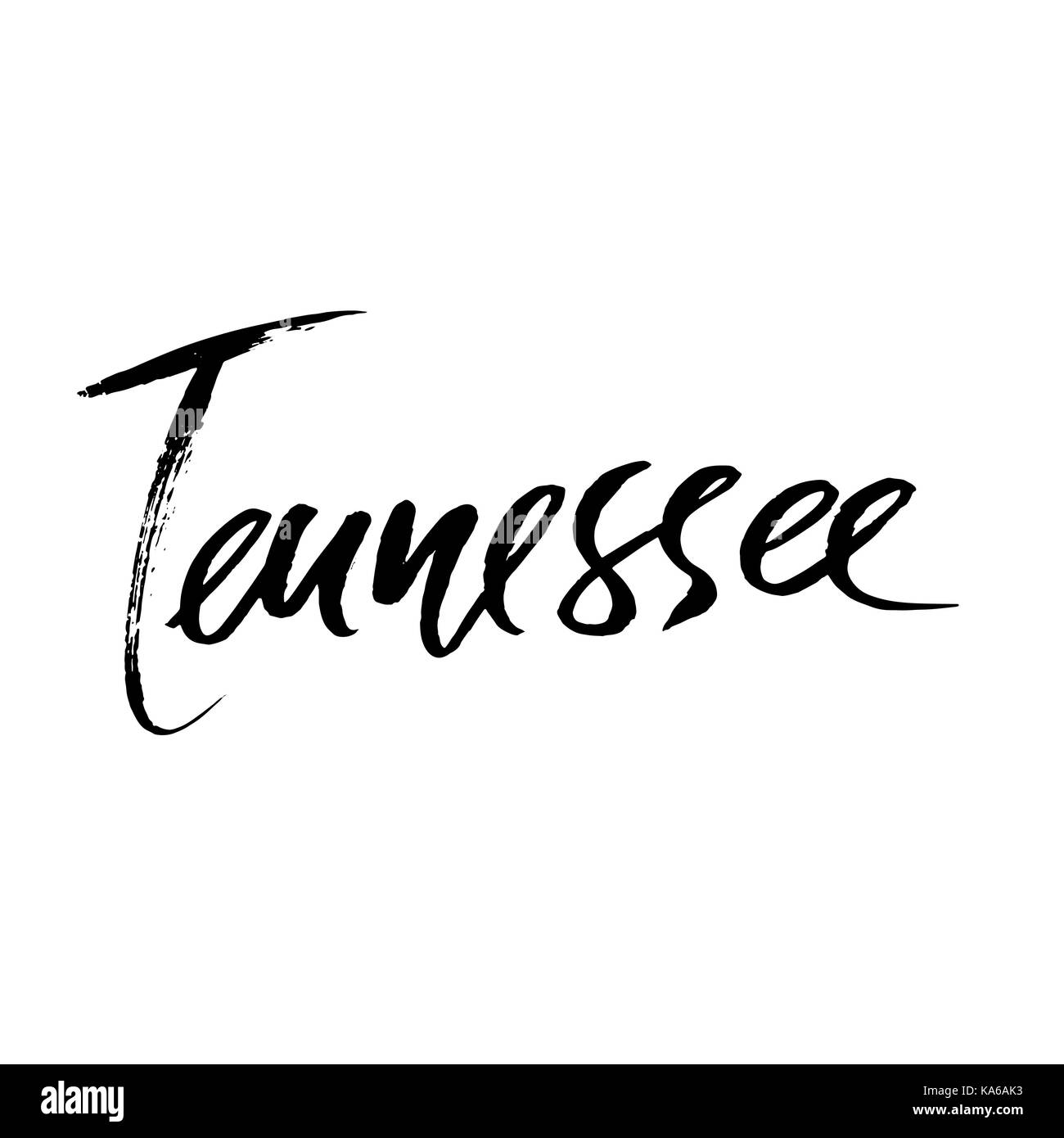Tennessee. Modern dry brush lettering. Retro typography print. Vector ...