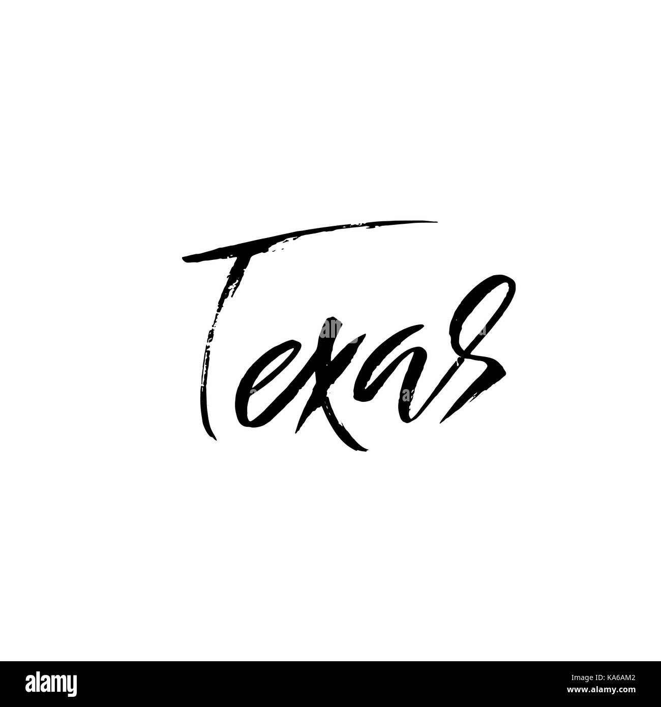 Texas. Modern dry brush lettering. Retro typography print. Vector ...