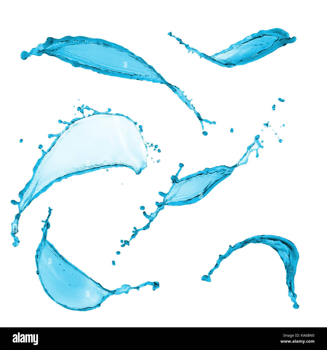 Beautiful collection of blue paint splashes isolated on white ...