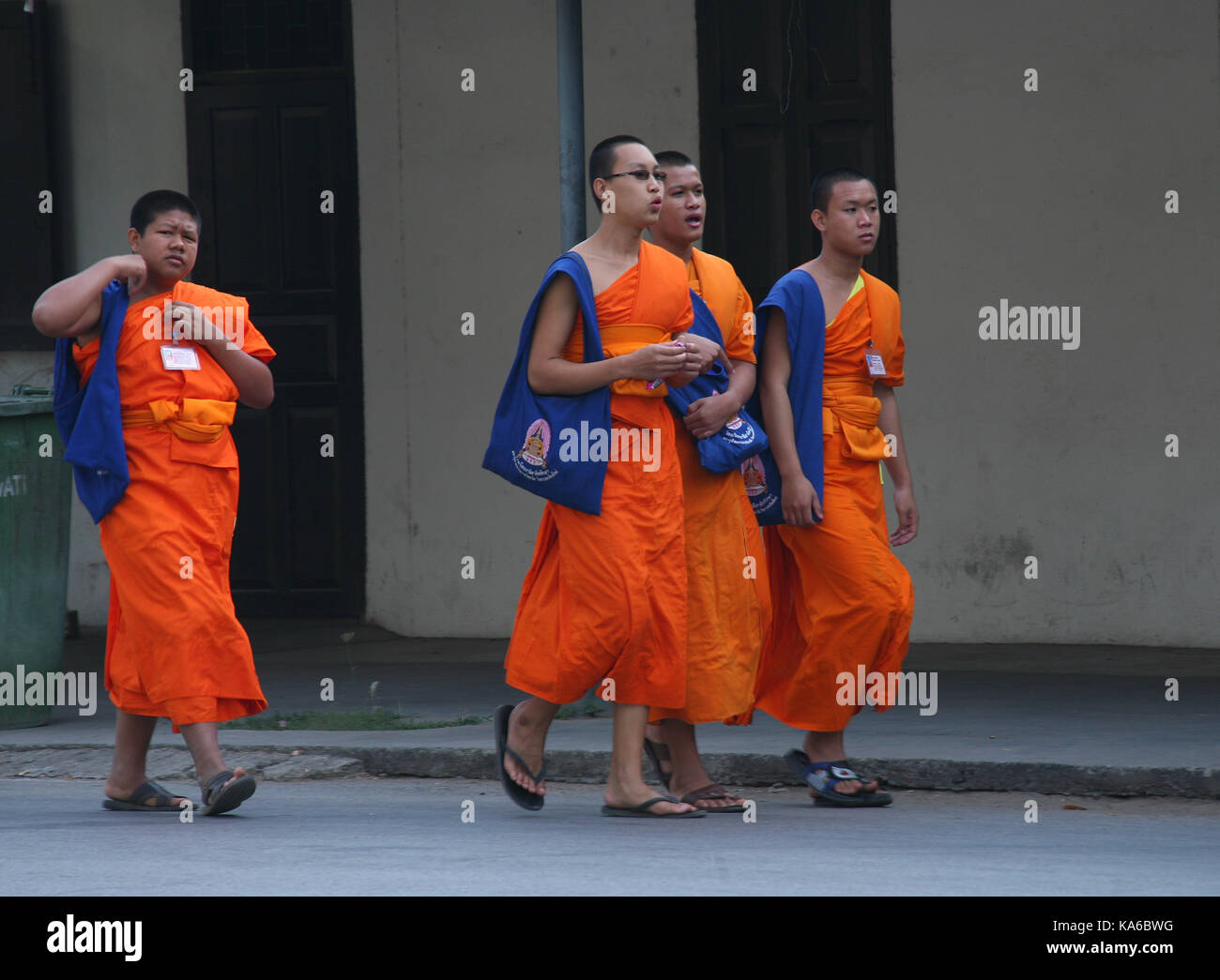 Daily life in a Buddhist monastery. The monks go to the city to collect ...