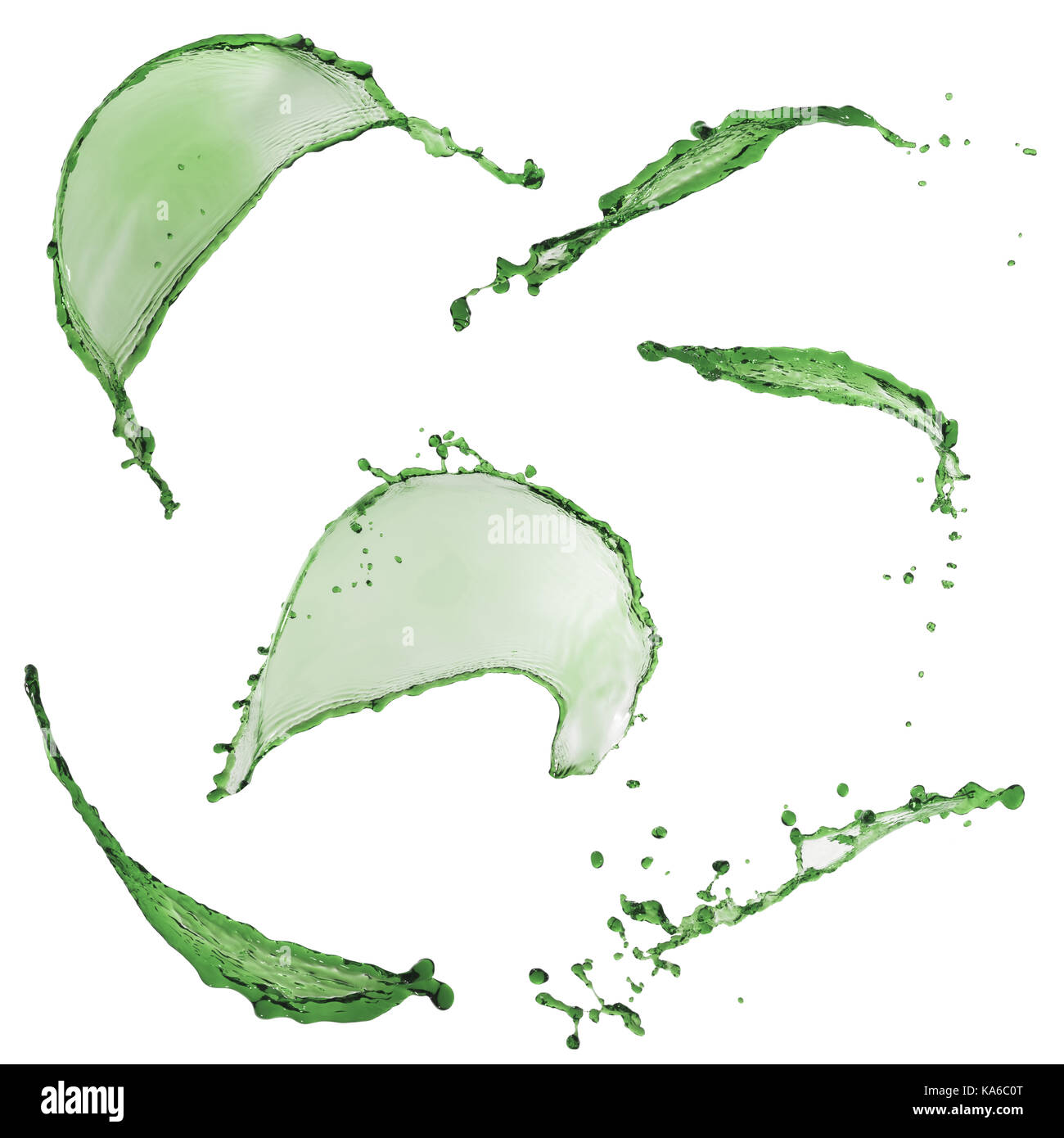 Beautiful collection of green paint splashes isolated on white ...