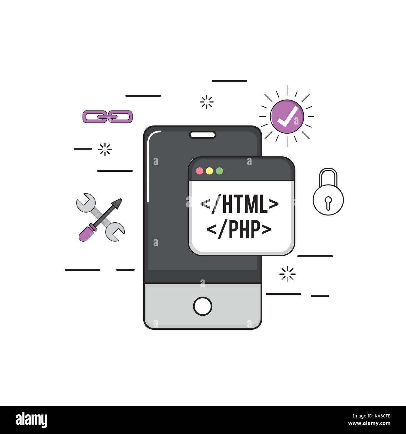 smartphone with web code programming software Stock Vector Image & Art ...