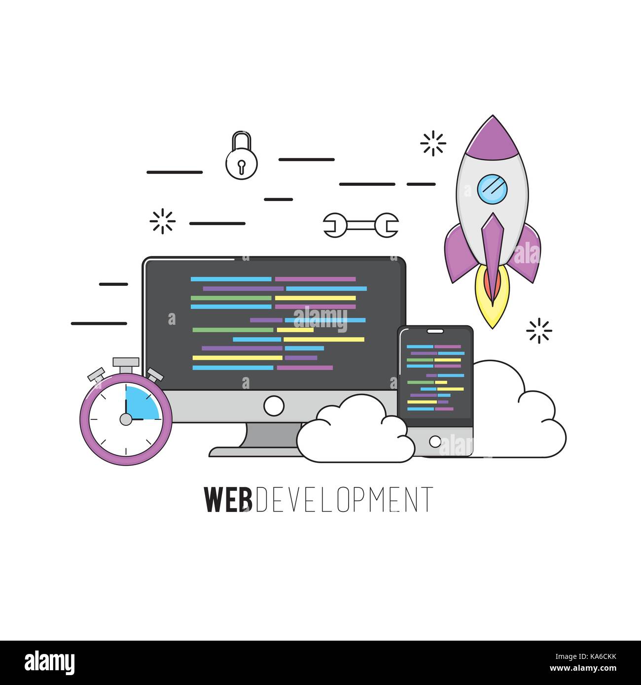 computer and smartphone software code program Stock Vector Image & Art ...