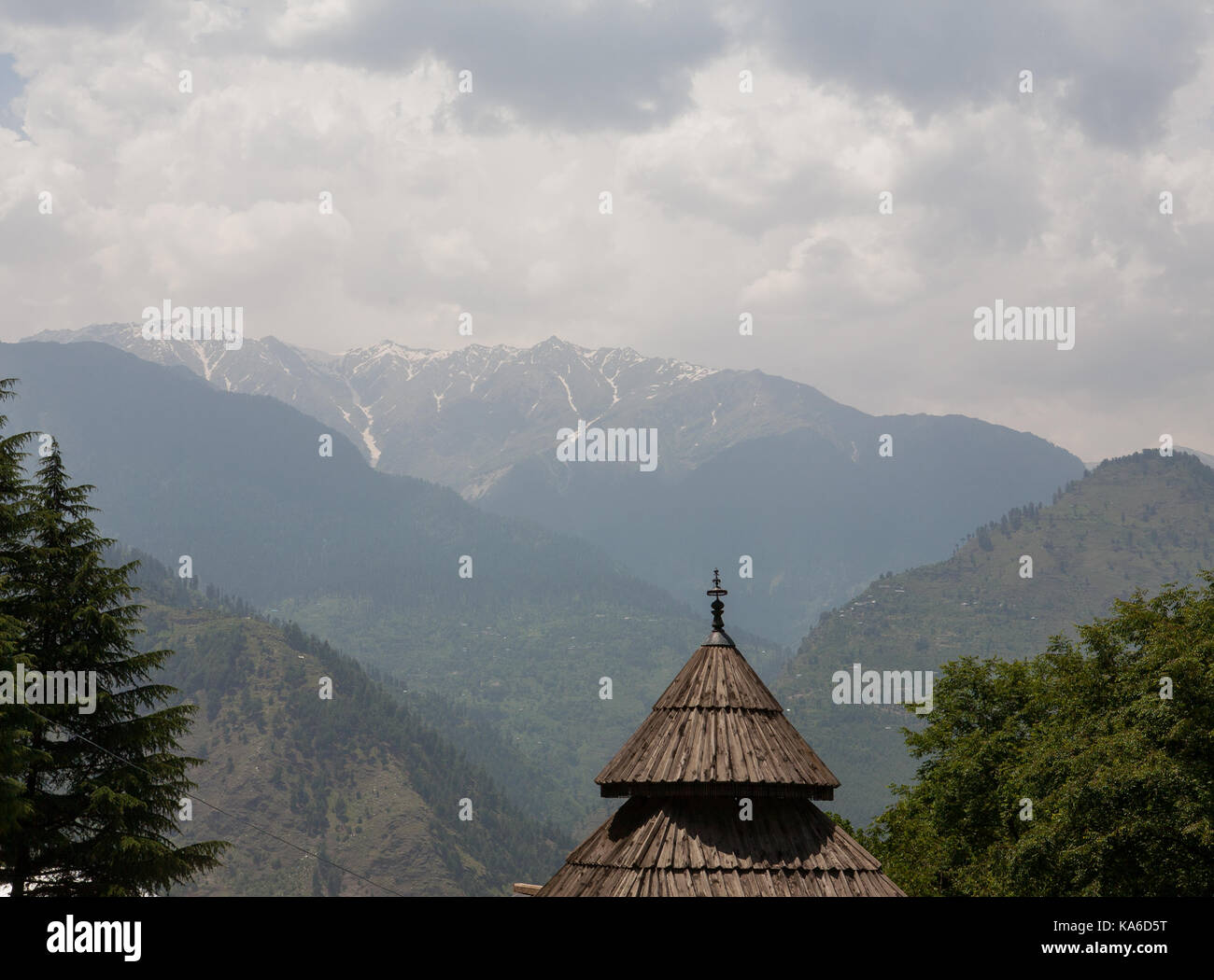 The wooden roof of the Tripura Sundari Temple on the backdrop of ...