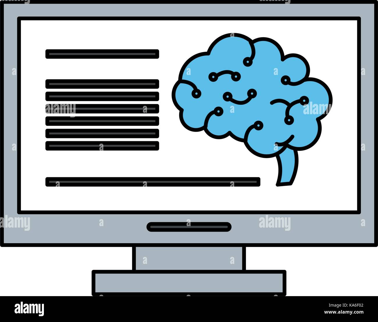 human brain on computer screen icon image Stock Vector Image & Art - Alamy