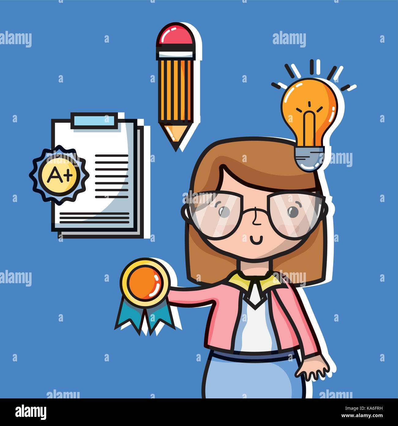 teacher woman with school tools education Stock Vector Image & Art - Alamy