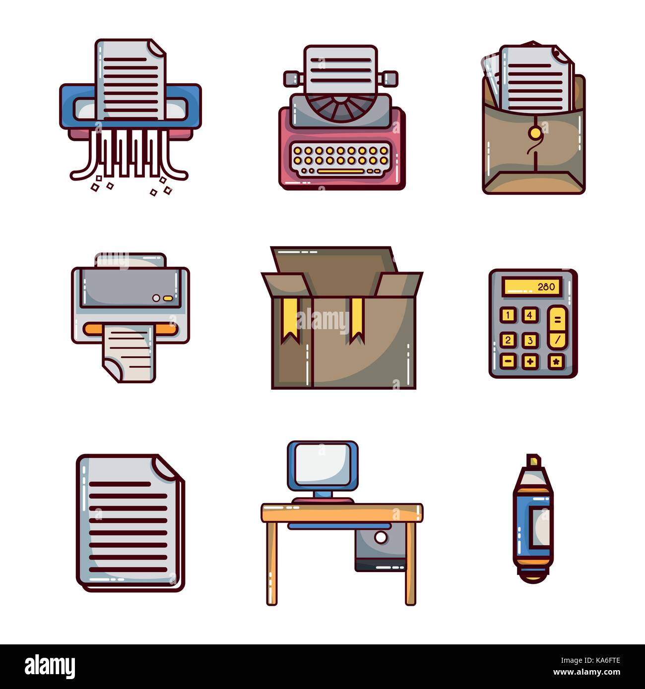 Set Office Tool To Company Information Report Stock Vector Image Art Set Office Tool To Company Information Report Stock Vector Image Art