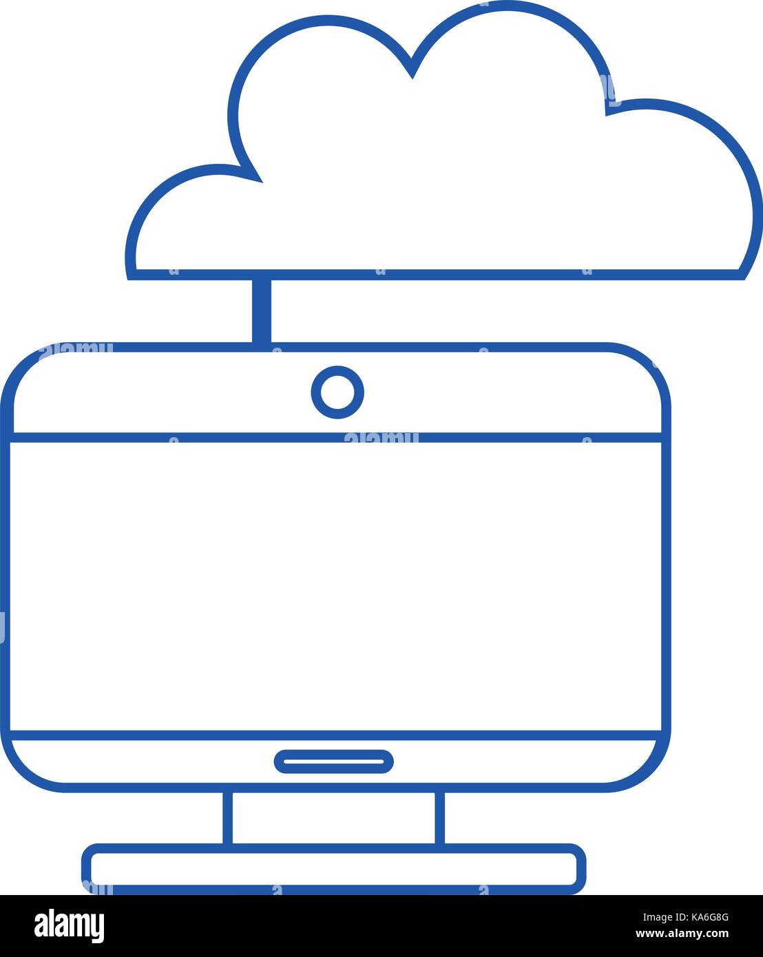 silhouette computer technology with cloud data center Stock Vector ...