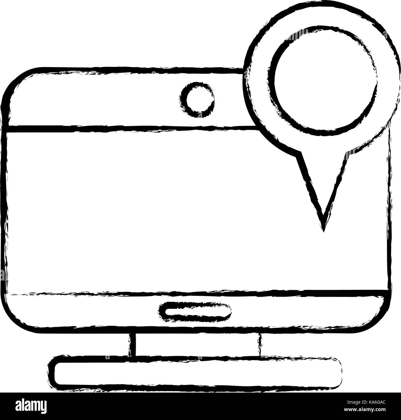 figure computer technology with magnifying glass icon Stock Vector ...