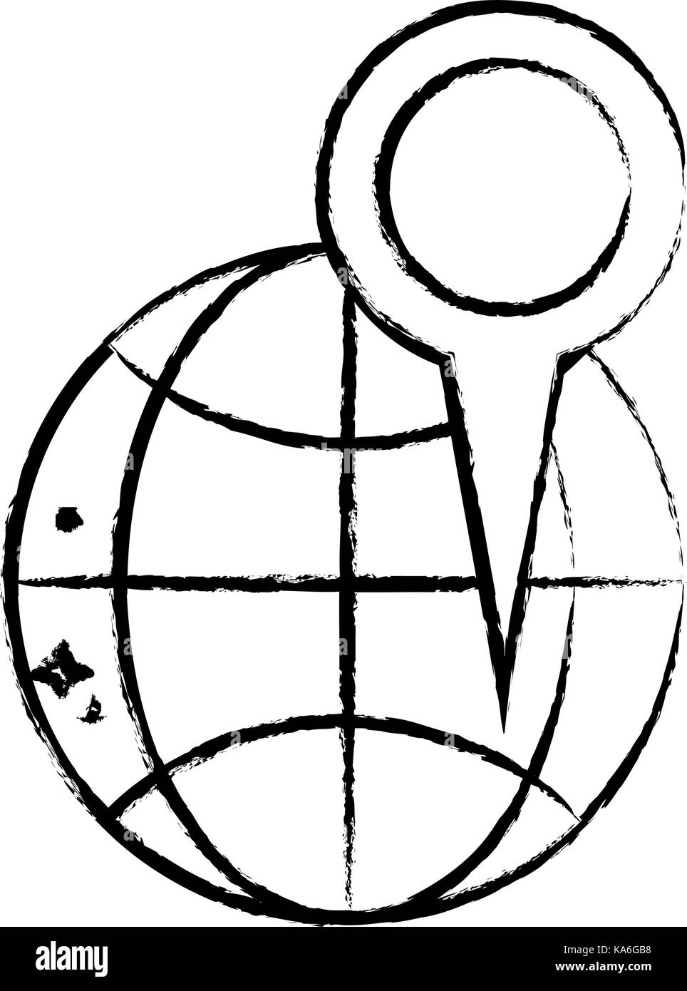 figure global map with magnifying glass location symbol Stock Vector ...