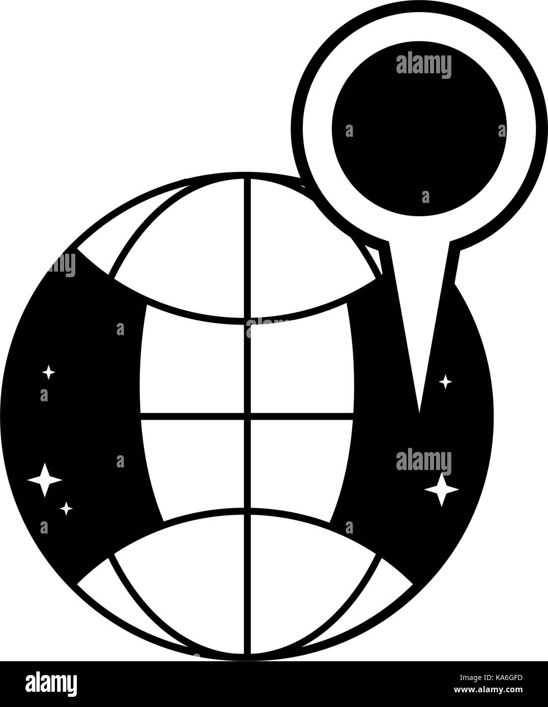 Map of the world magnifying glass Black and White Stock Photos & Images ...