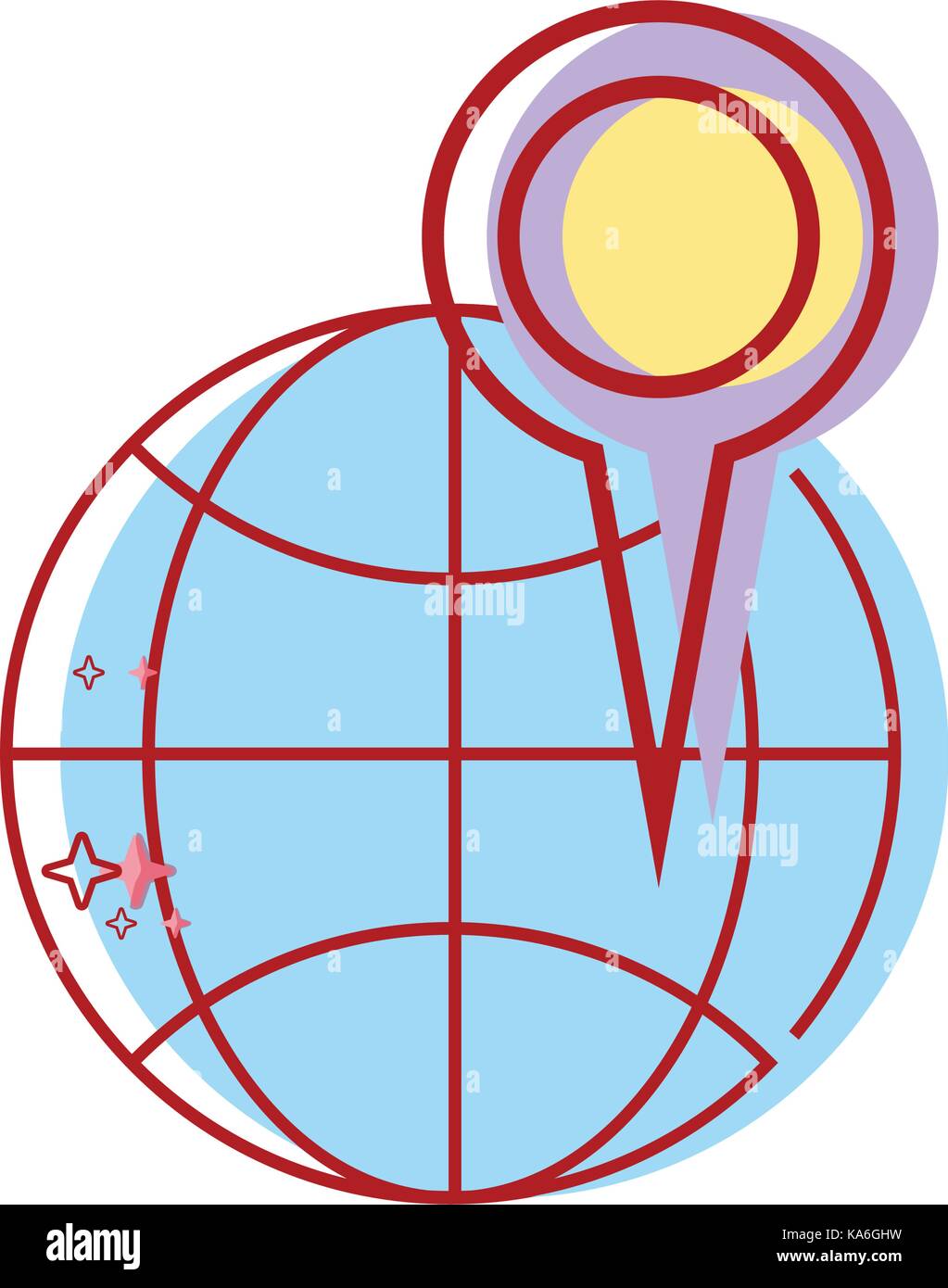 global map with magnifying glass location symbol Stock Vector Image ...