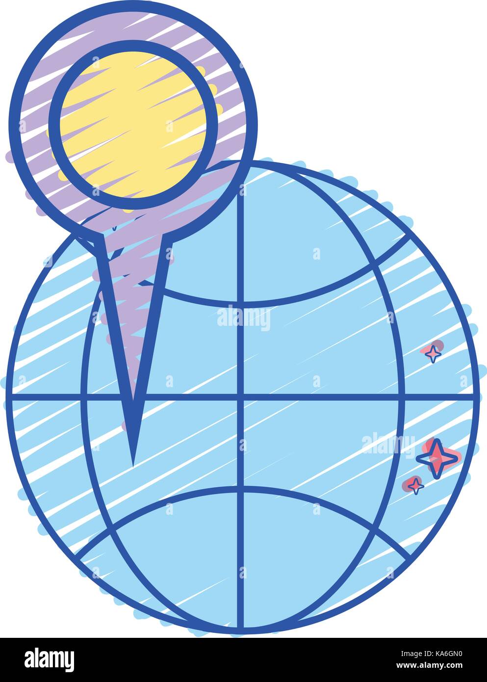 global map with magnifying glass location symbol Stock Vector Image ...
