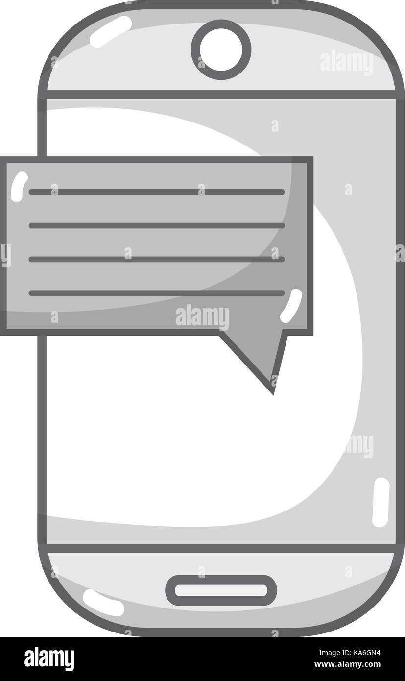 grayscale smartphone technology with chat bubble text Stock Vector ...