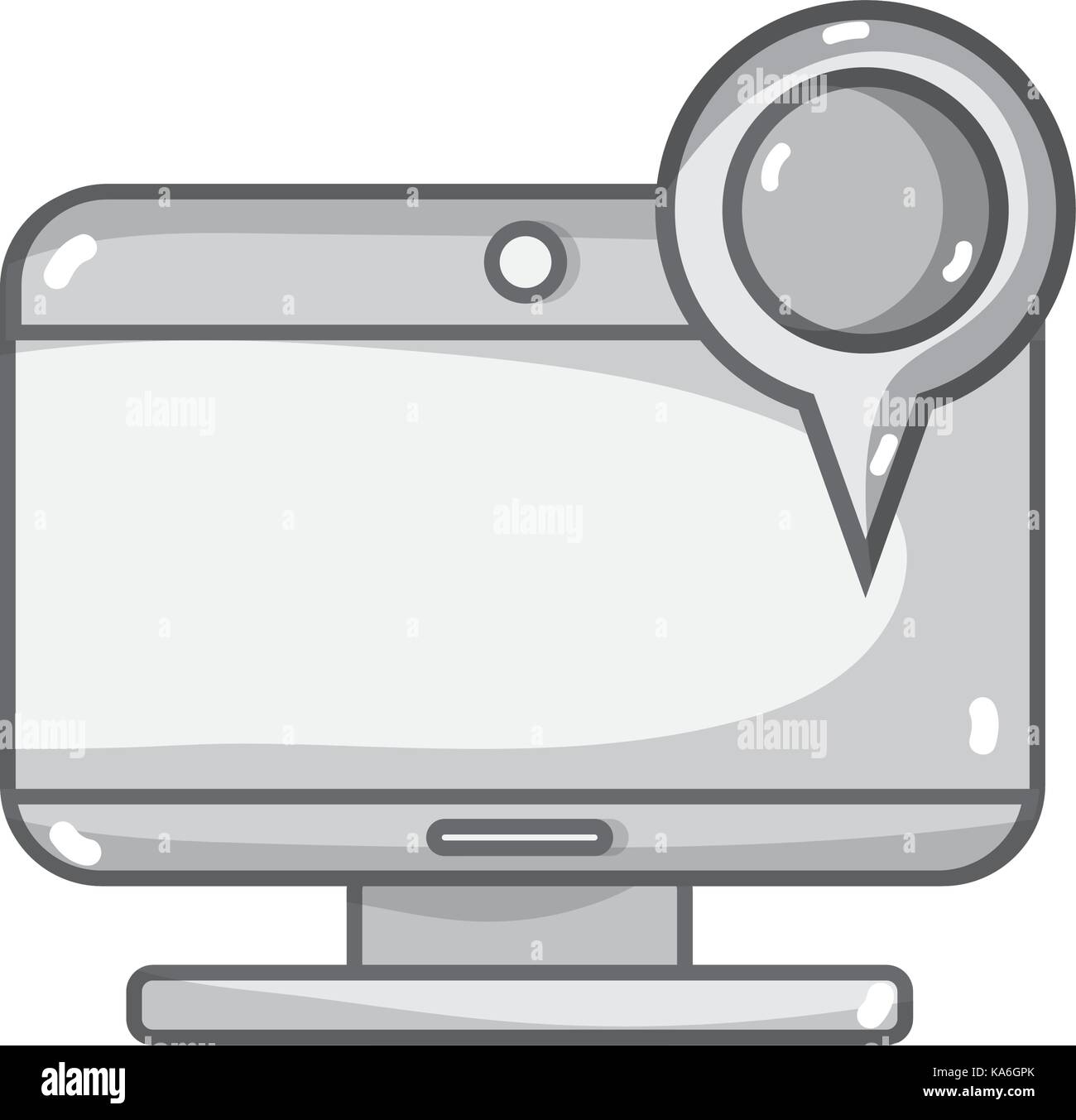 grayscale computer technology with magnifying glass icon Stock Vector ...