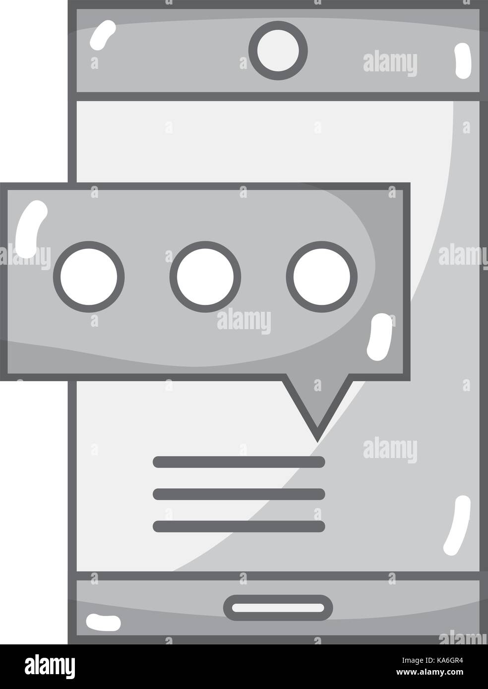 grayscale smartphone technology with chat bubble text Stock Vector ...