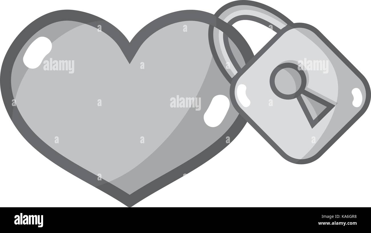 grayscale heart design with security padlock element Stock Vector Image ...