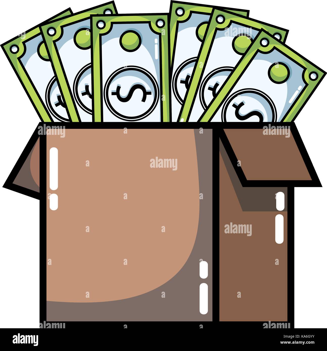 box open with bills dollar Stock Vector Image & Art - Alamy