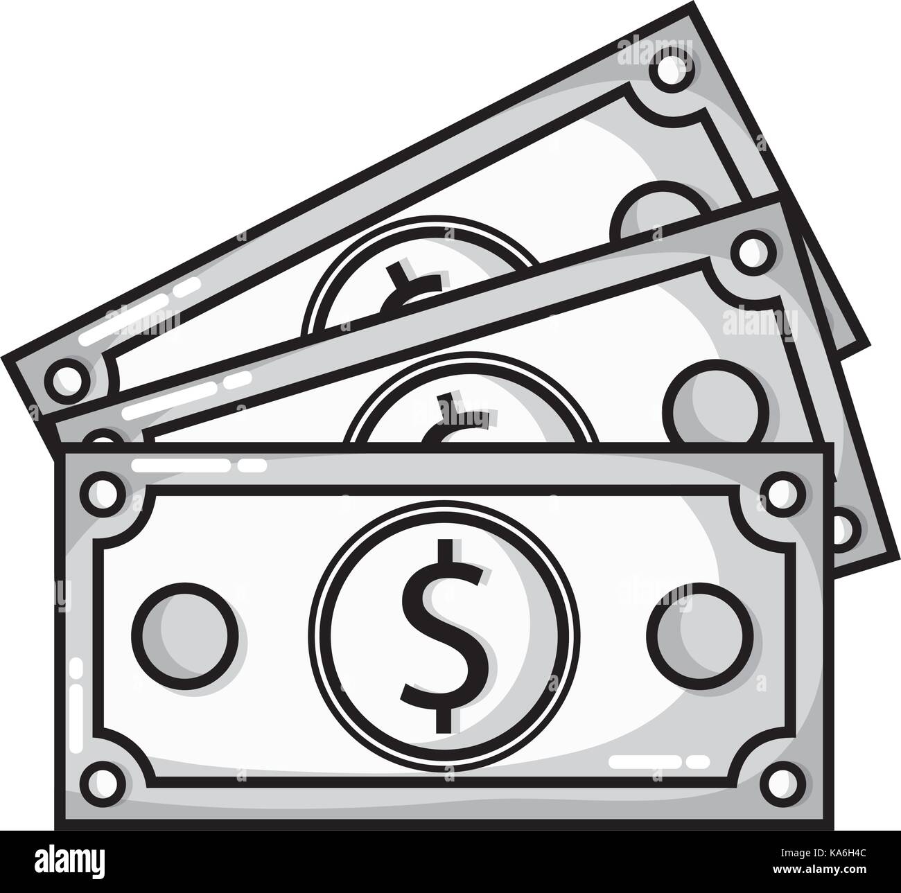 grayscale bills dollar cash money to commercial economy Stock Vector ...