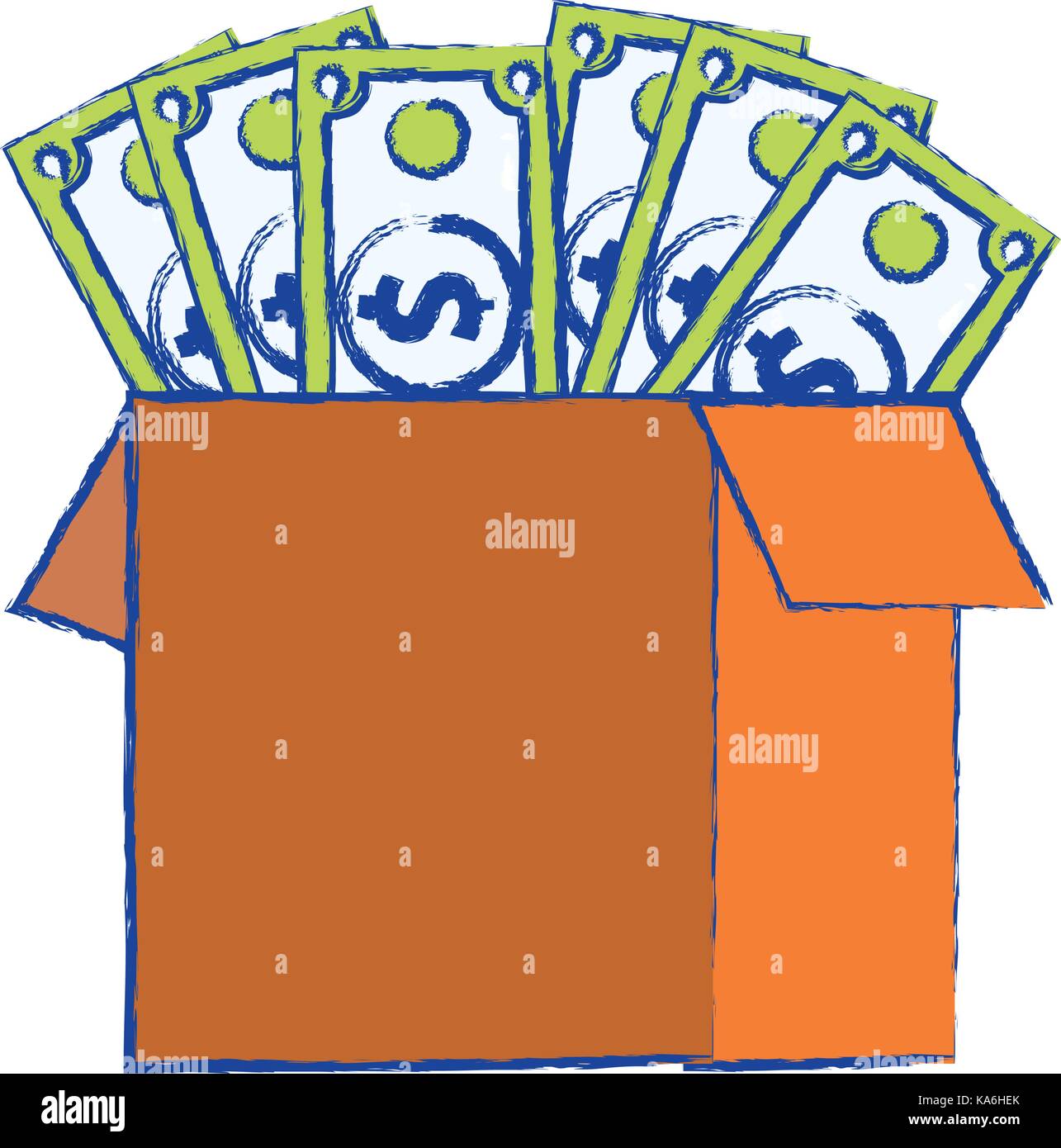 box open with bills dollar Stock Vector Image & Art - Alamy
