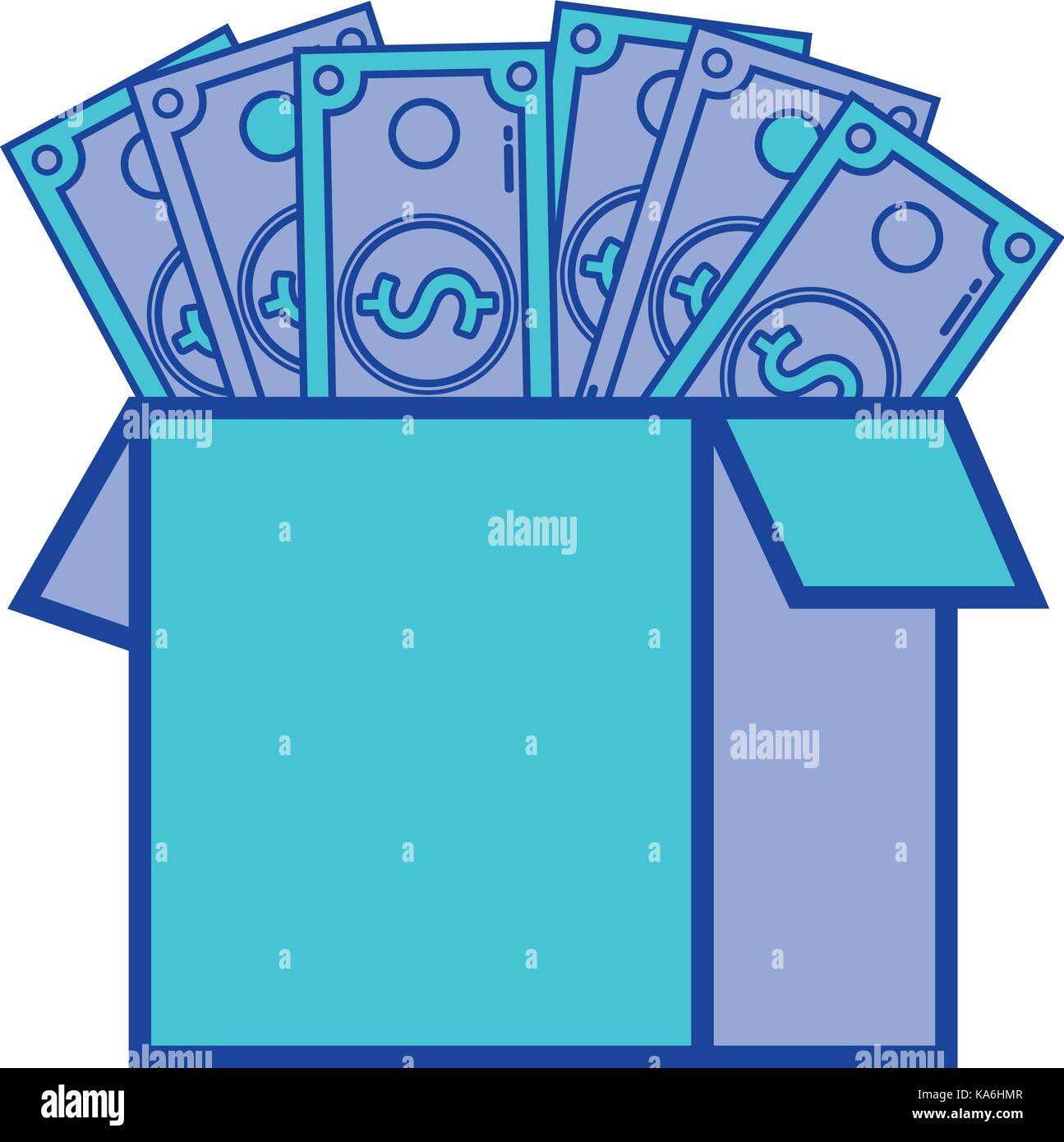 box open with bills dollar Stock Vector Image & Art - Alamy