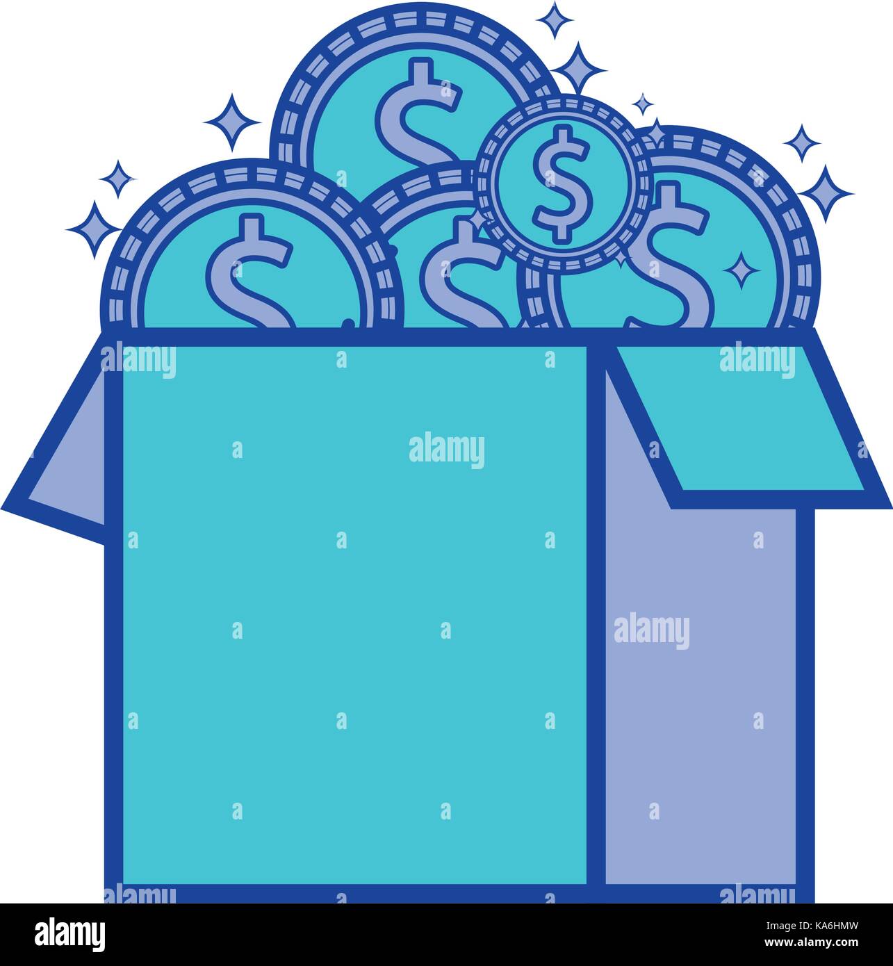 box open with coins cash money Stock Vector Image & Art - Alamy