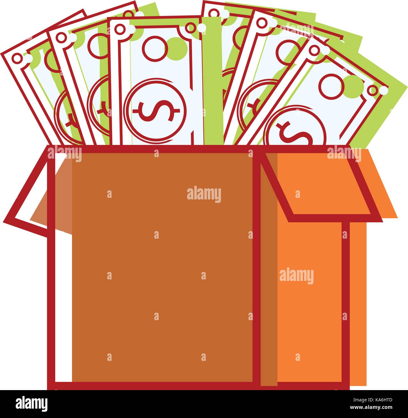 box open with bills dollar Stock Vector Image & Art - Alamy