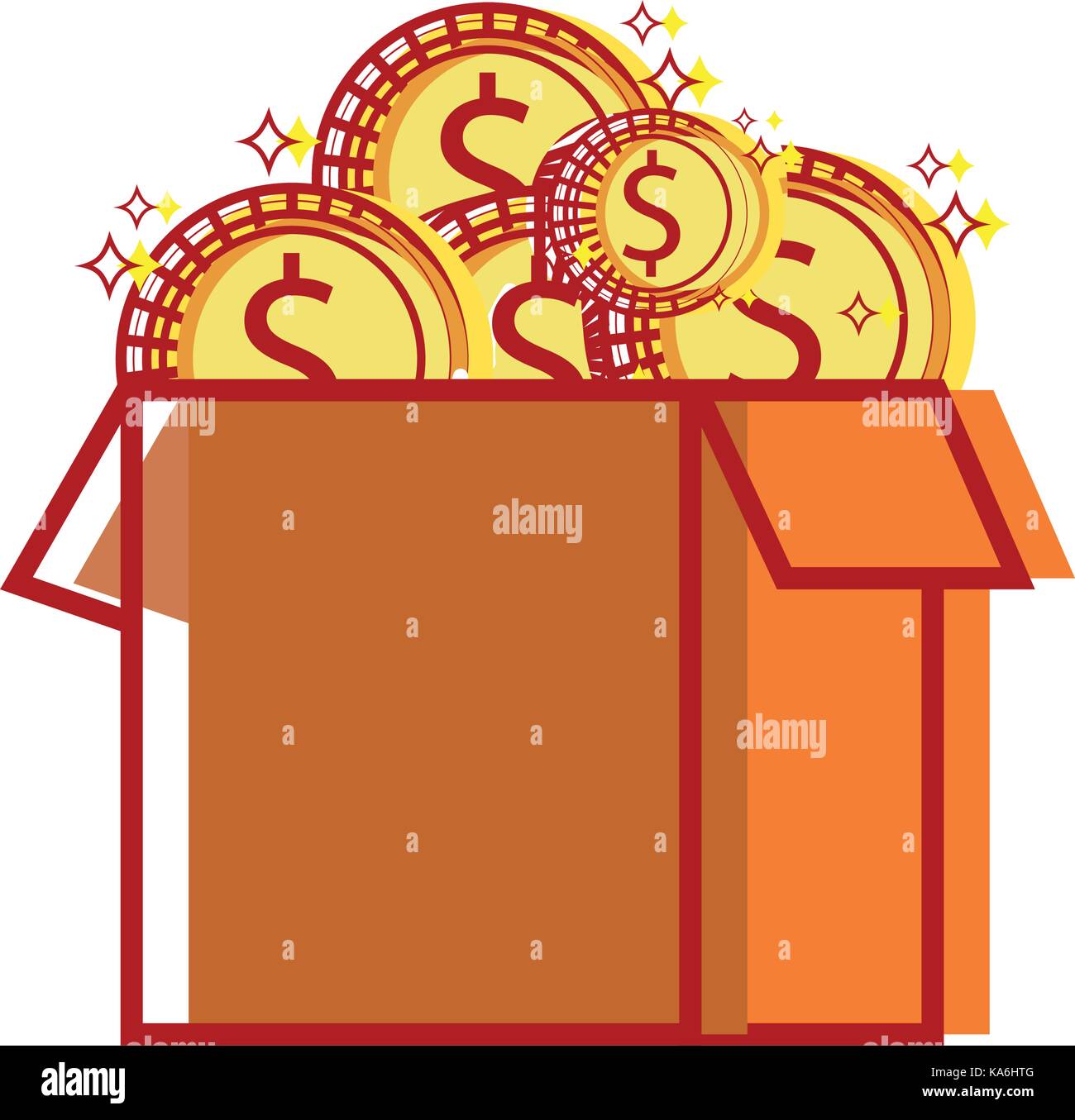 box open with coins cash money Stock Vector Image & Art - Alamy