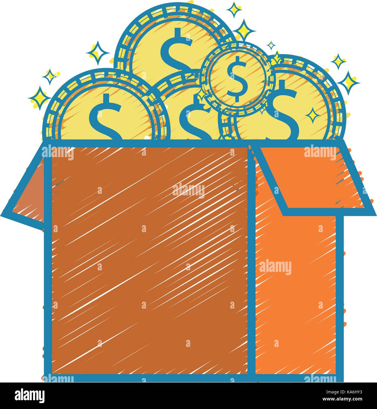 box open with coins cash money Stock Vector Image & Art - Alamy
