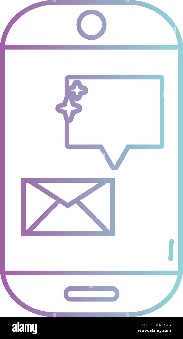 line smartphone technology with e-mail chat bubble Stock Vector Image ...