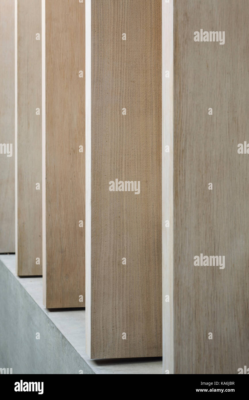 Detail of timber fins. Belsize Park House, Belsize Park, United Kingdom ...