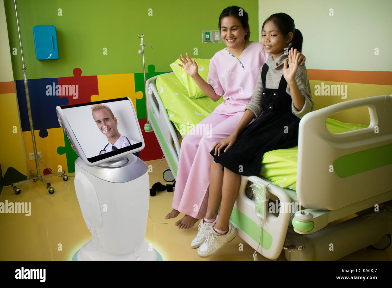 doctor in hospital talk with the patient at patient room by ...