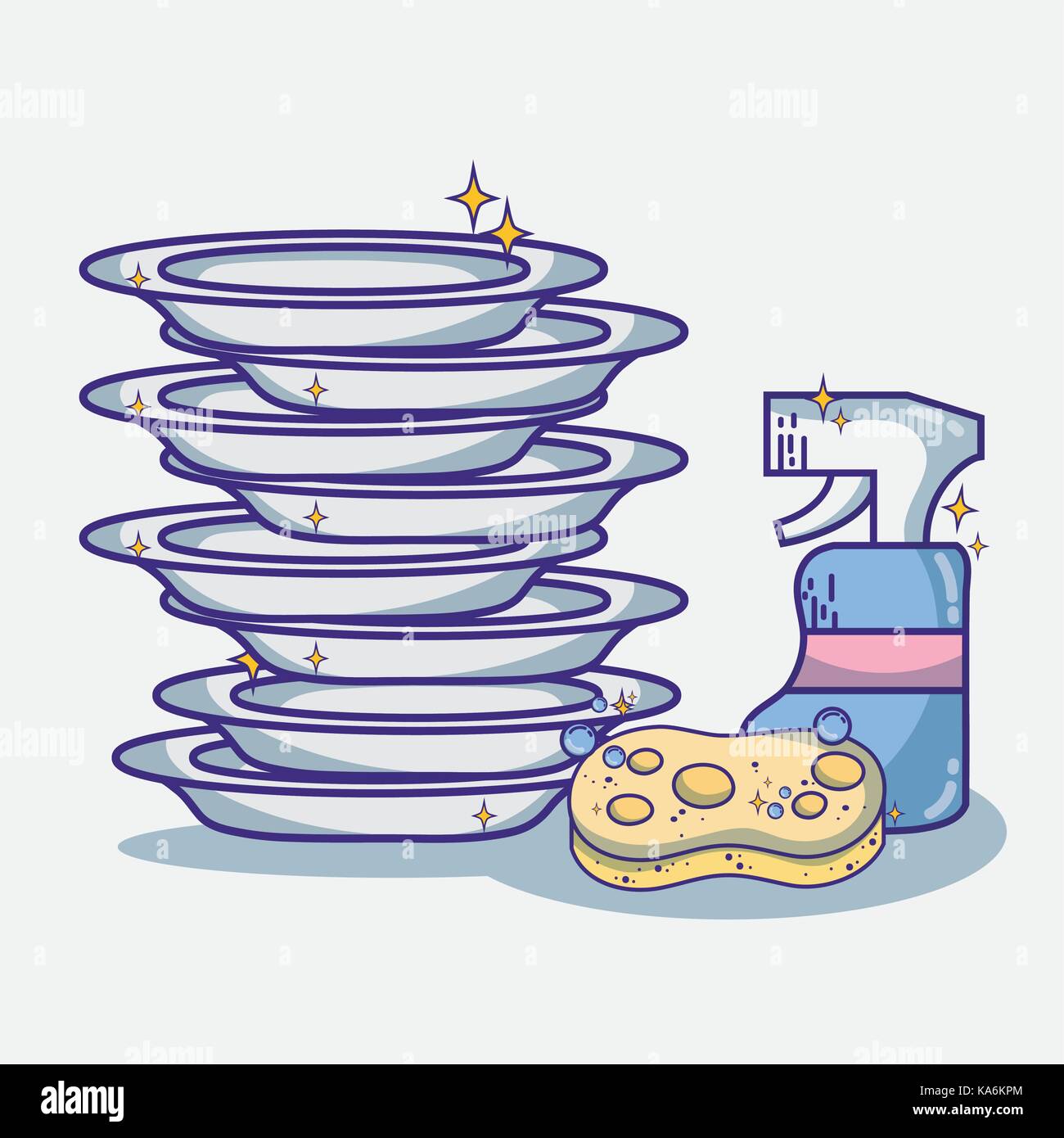 Cleaning plates Stock Vector Images - Alamy