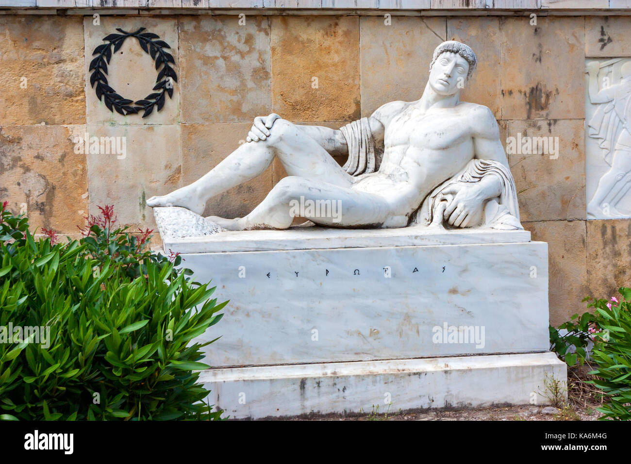 THERMOPYLAE, GREECE - JUNE, 2011: Anthropomorphic statue of Eurotas ...