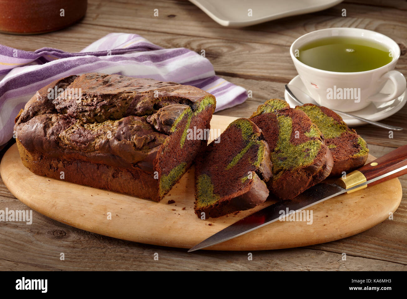Matcha chocolate swirl loaf Stock Photo - Alamy