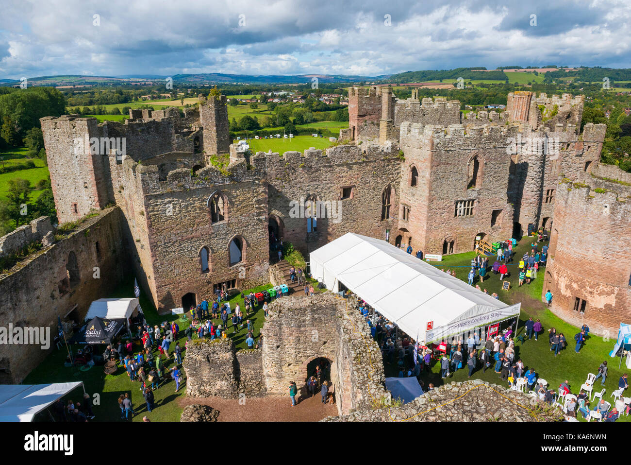 The Inner Bailey of Ludlow Castle, seen from the Great Tower Stock ...