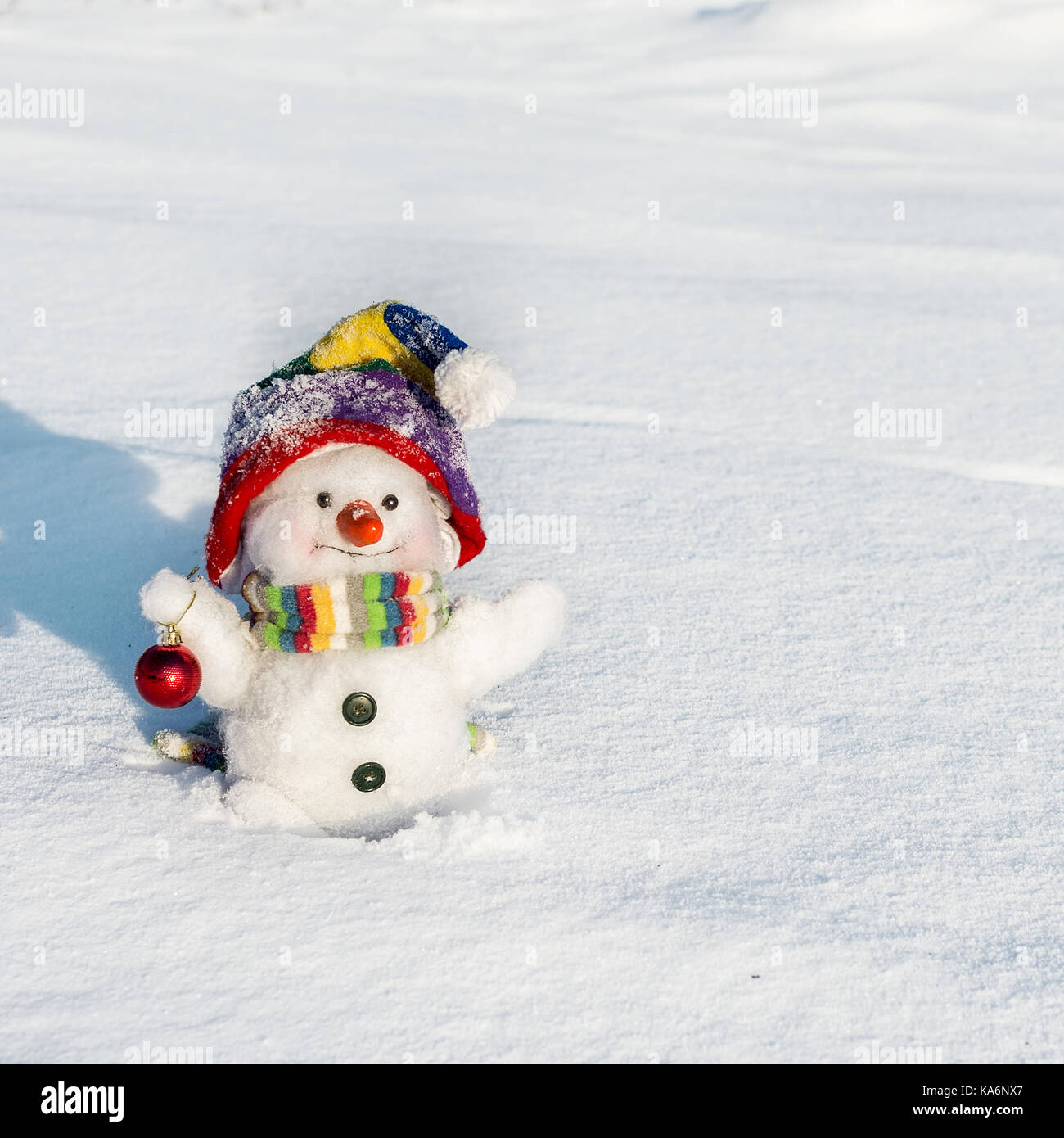 Happy snowman with hat Stock Photo - Alamy