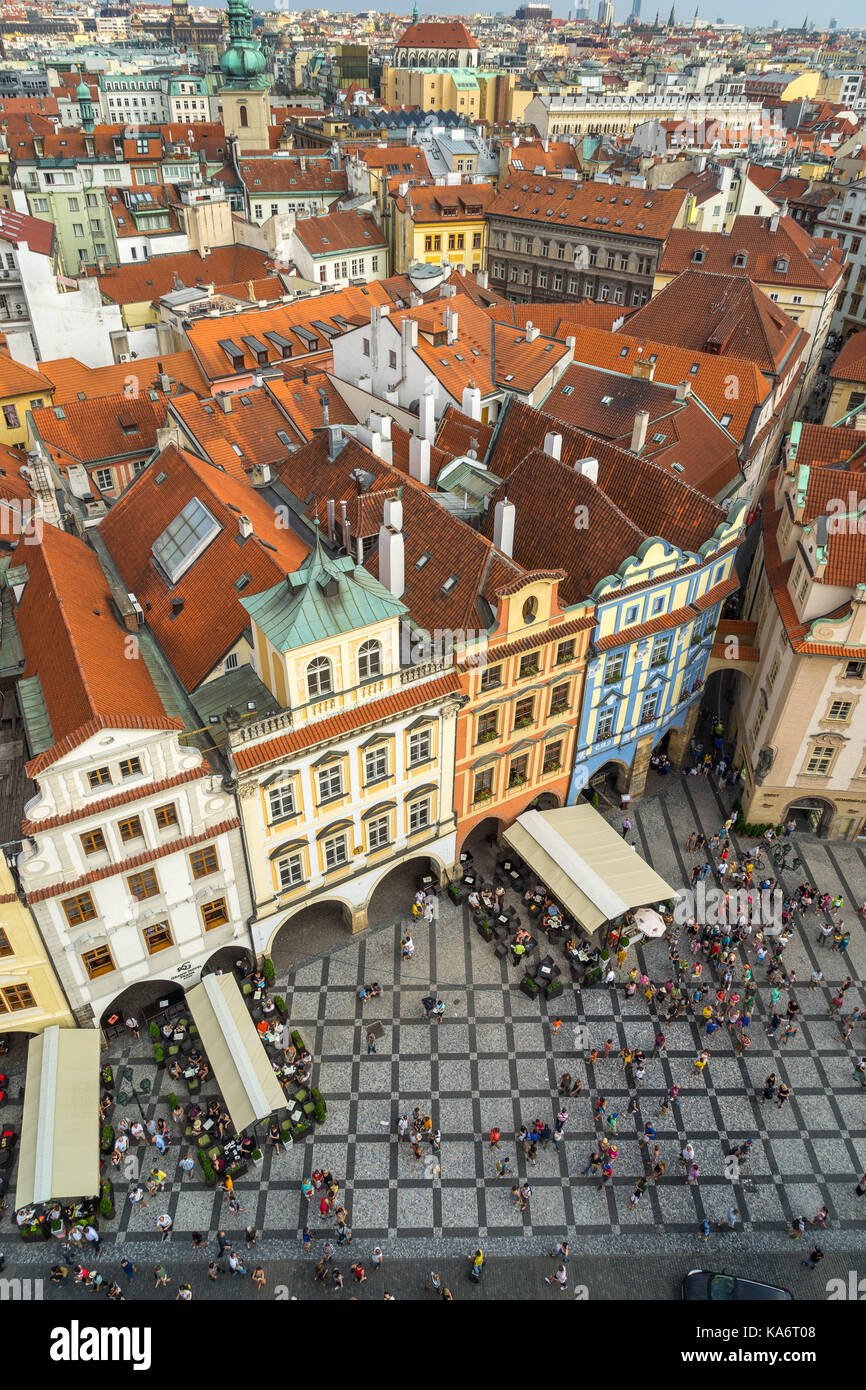 Prague, Czech Republic - Aug 12, 2015: Rooftops of the old town Stock ...
