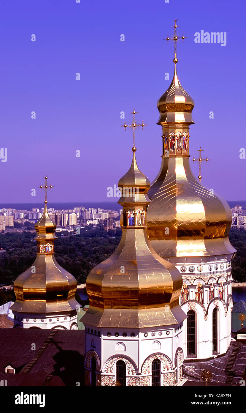 Golden domes of Dormition Cathedral, Kiev Pechersk Lavra, Kiev, Ukraine ...