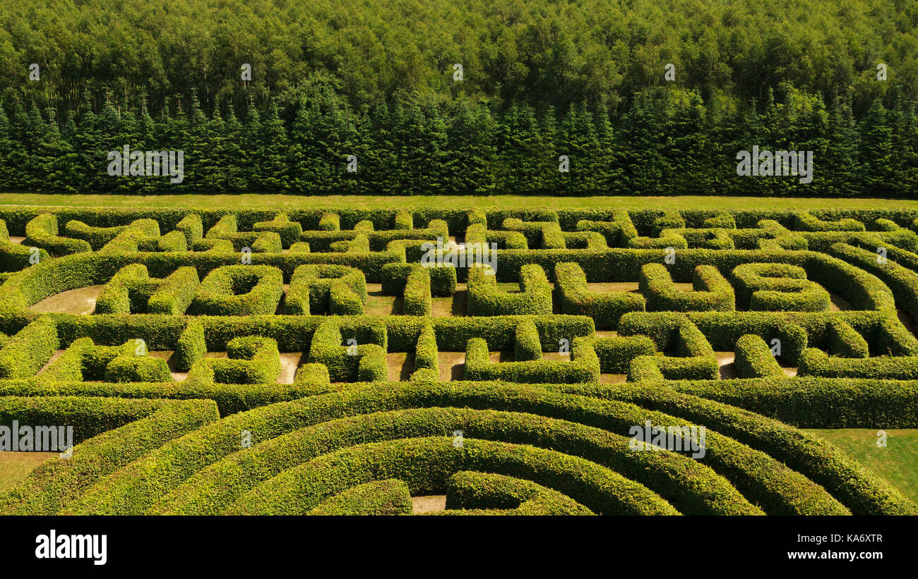 Green bushes maze view from above for garden Stock Photo - Alamy